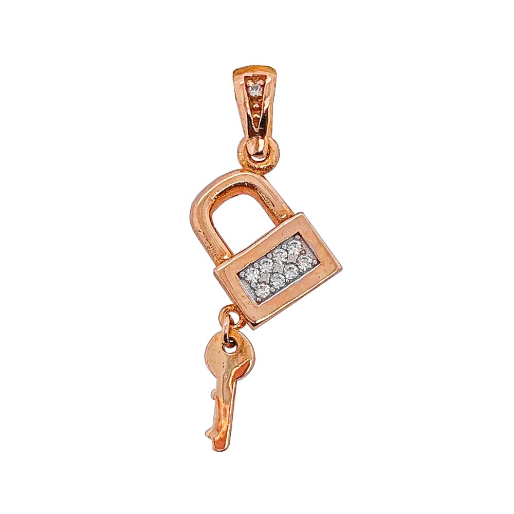 9ct Rose Gold Cubic Zirconia Key and Lock Pendant – Oroginale Fine ...
