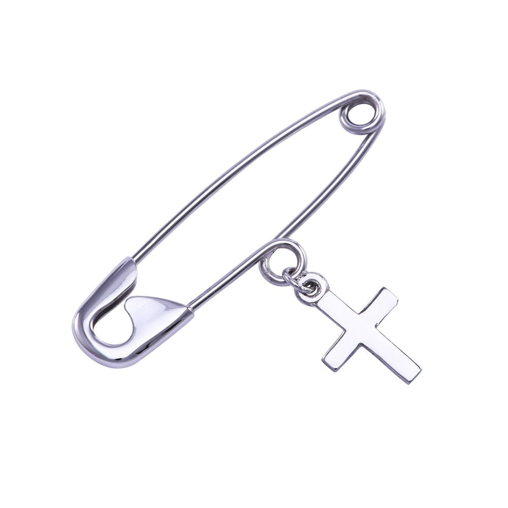 9ct White Gold Baby Pin with Cross – Oroginale Fine Jewellery