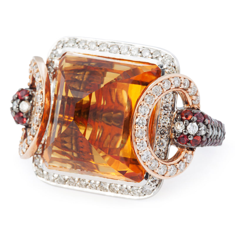 18ct White Gold Citrine Diamond Red Sapp Ring – Oroginale Fine Jewellery